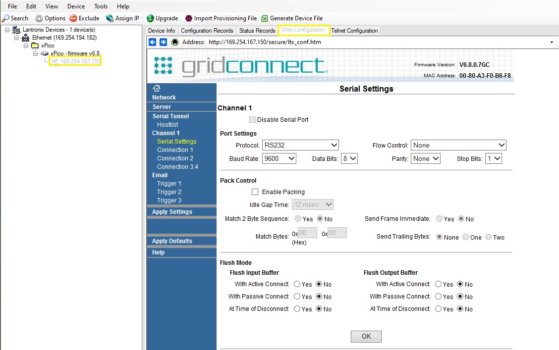 Tunnel Testing Two (2) NET232+ Devices – Grid Connect